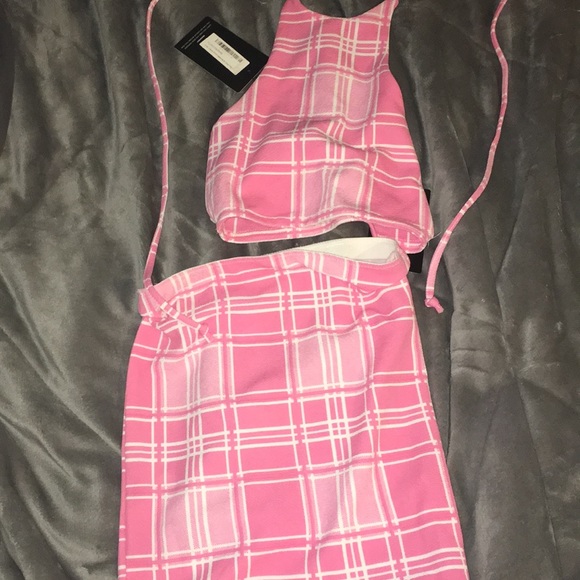 PrettyLittleThing | Other | Pink Plaid Pretty Little Thing Set | Poshmark